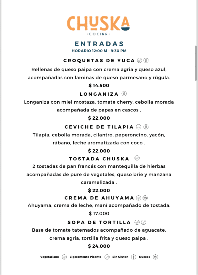 Chuska Cocina Villa de Leyva: Menú, precios y opiniones.